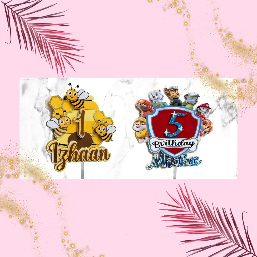 Custom Cardstock Cake Toppers | Personalized 2D Designs – Crafted ...